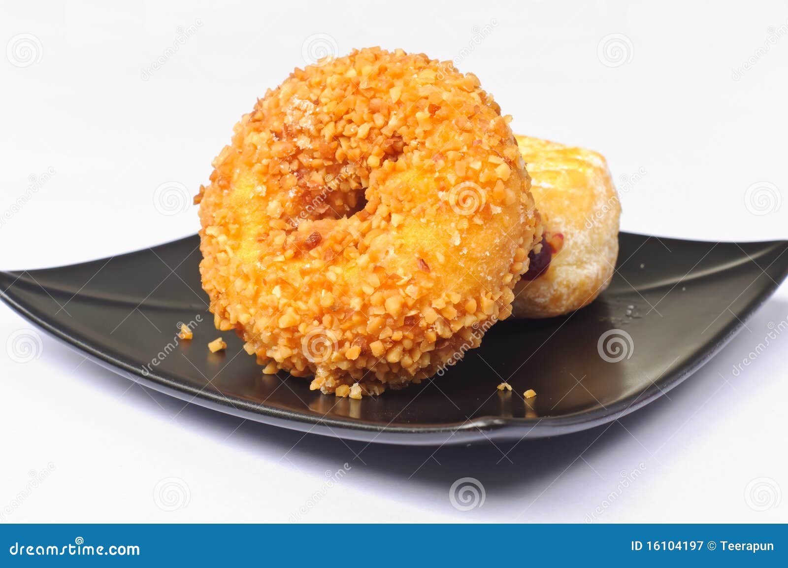 Two donut stock image. Image of bakery, closeup, black - 16104197