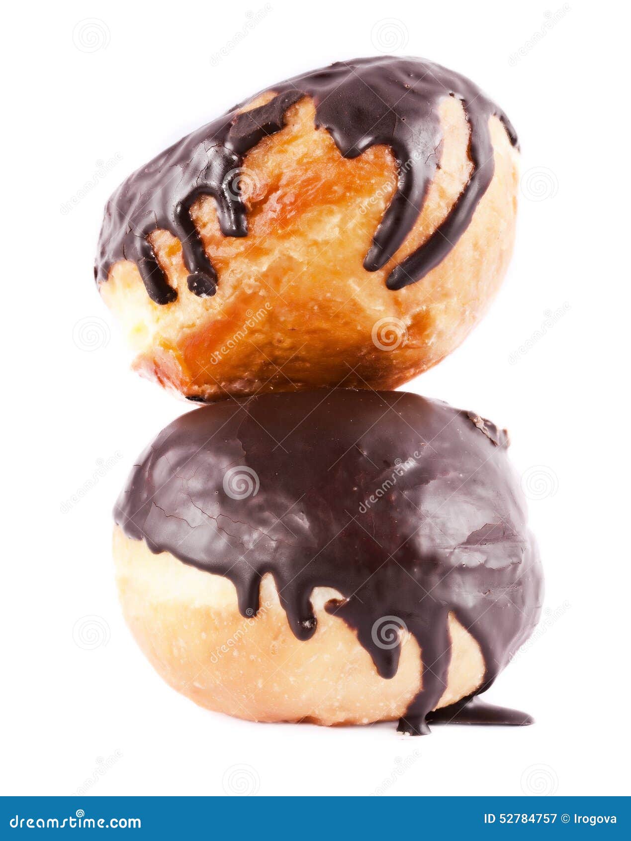 Two donuts in chocolate stock image. Image of fried, drink - 52784757