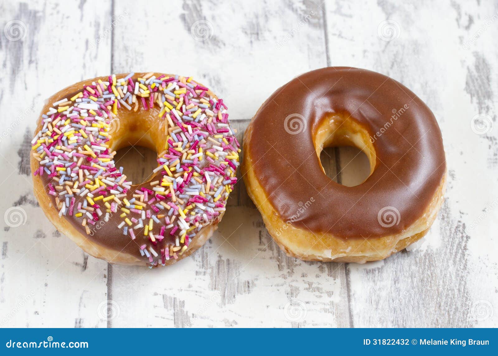 Two donuts stock photo. Image of wooden, donut, round - 31822432