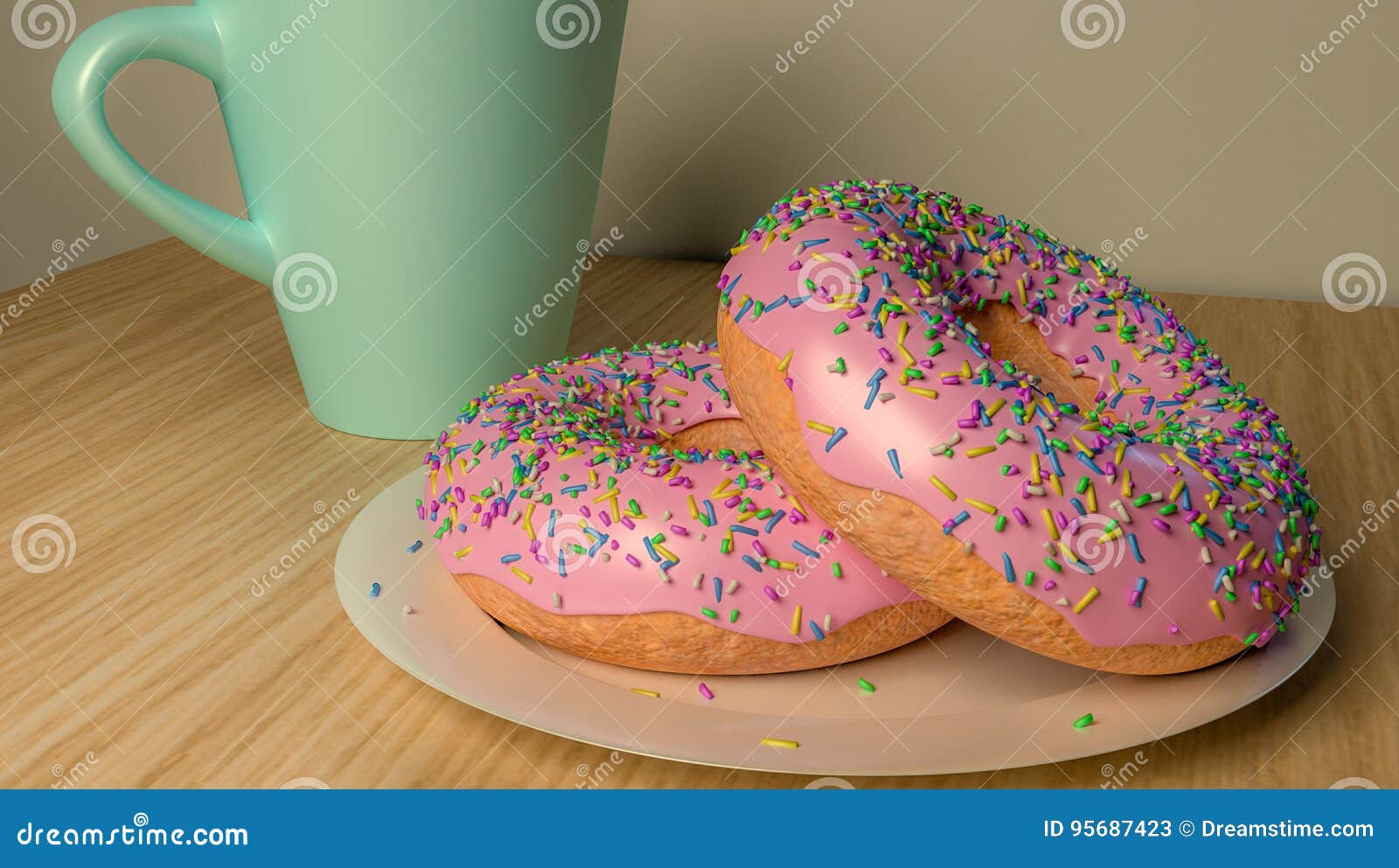Two Donuts and a Coffee Mug Stock Illustration - Illustration of donut ...