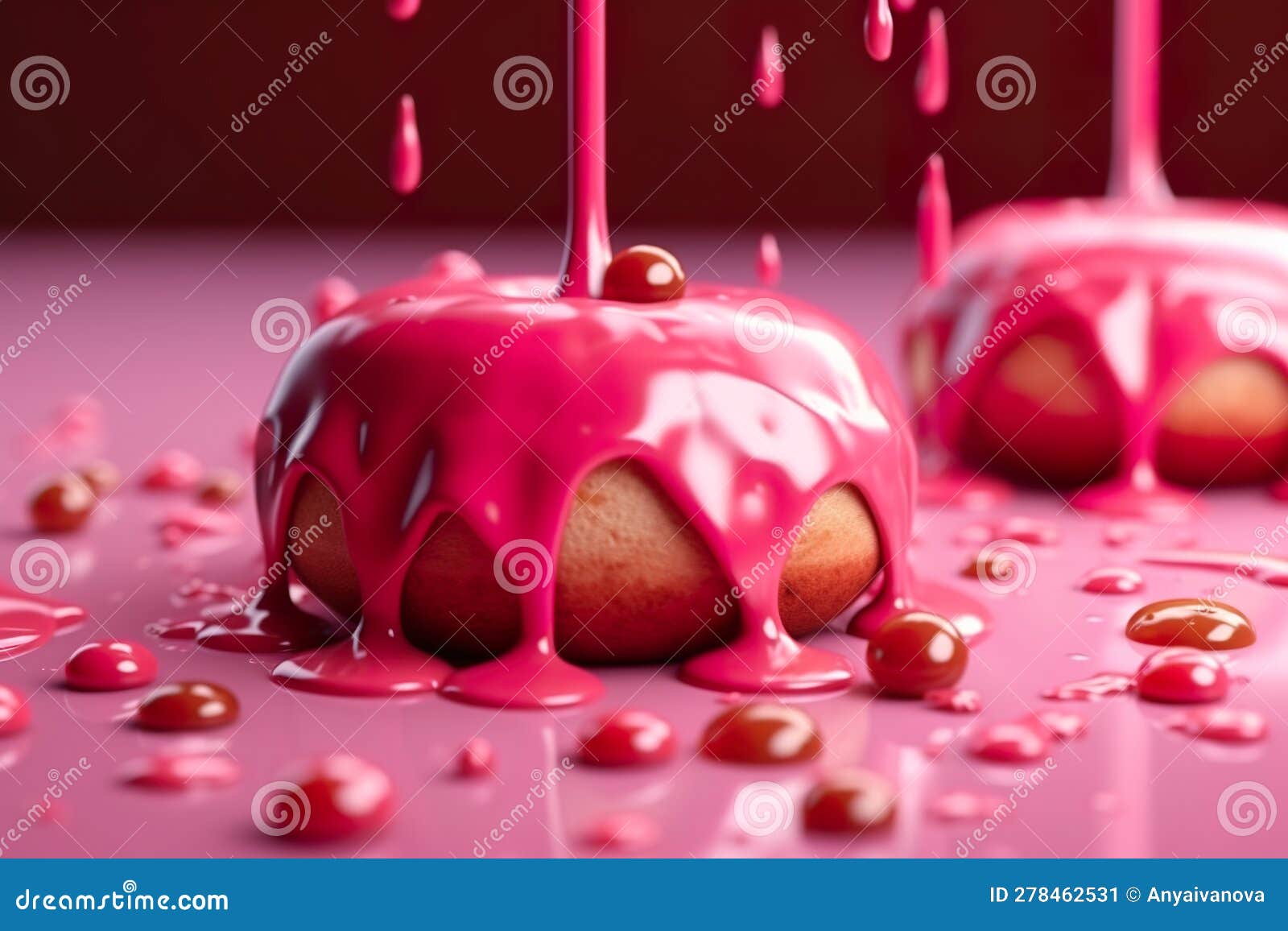 Two Donuts Covered in Pink Icing and Sprinkled with Candy. Generative ...