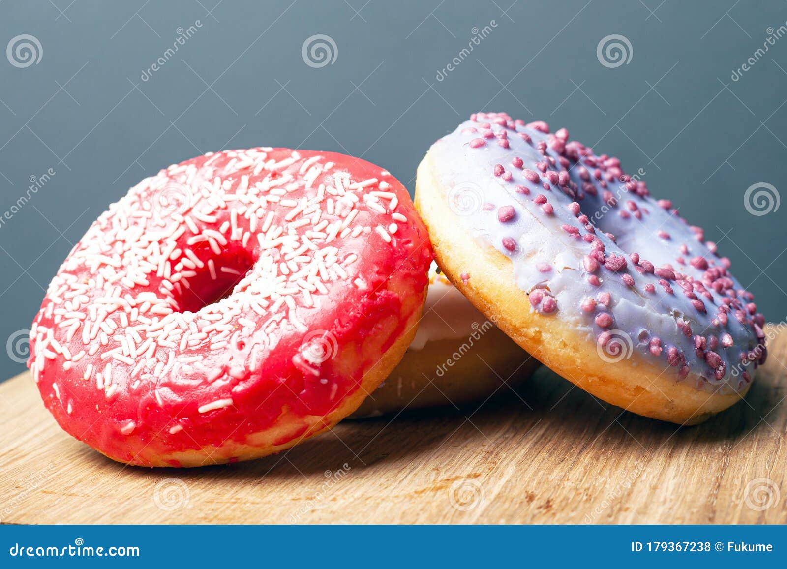 Two Donuts with Icing. Round Colorful Sweet Buns Stock Photo - Image of ...