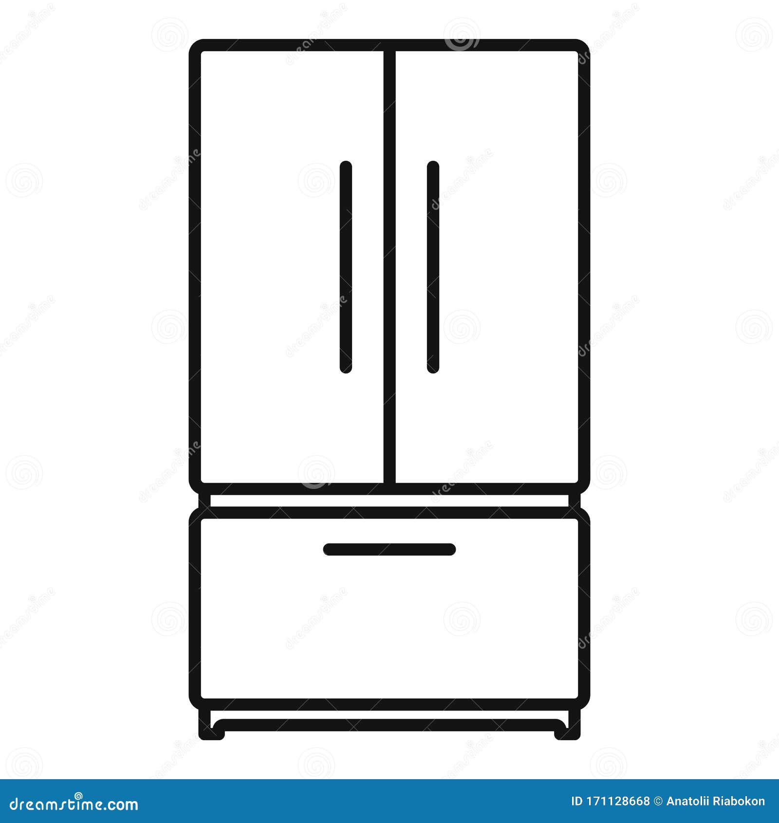 Two Door Fridge Icon, Outline Style Stock Vector - Illustration of home ...