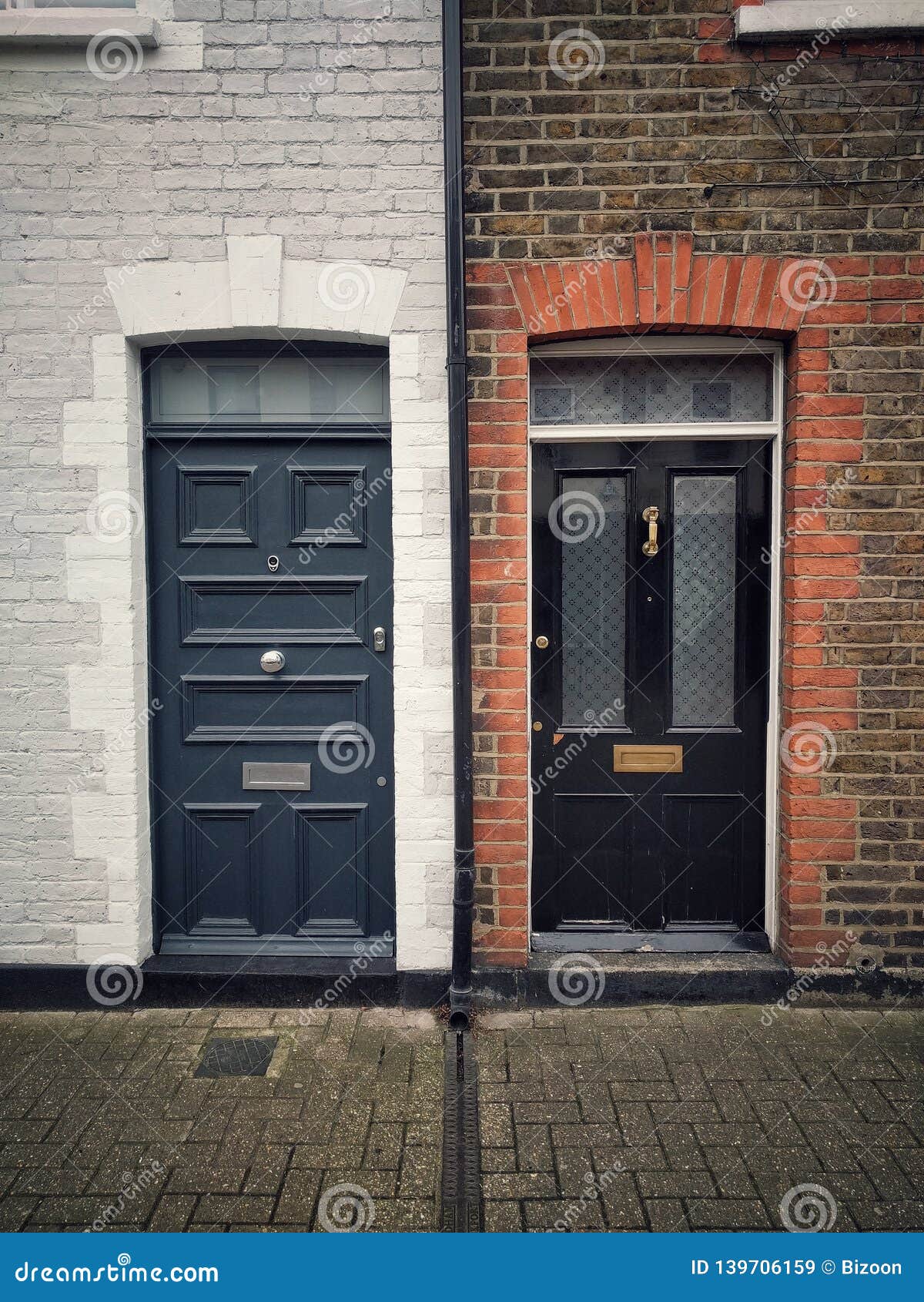 Two Doors on a Building Facade Stock Image - Image of vintage, building ...