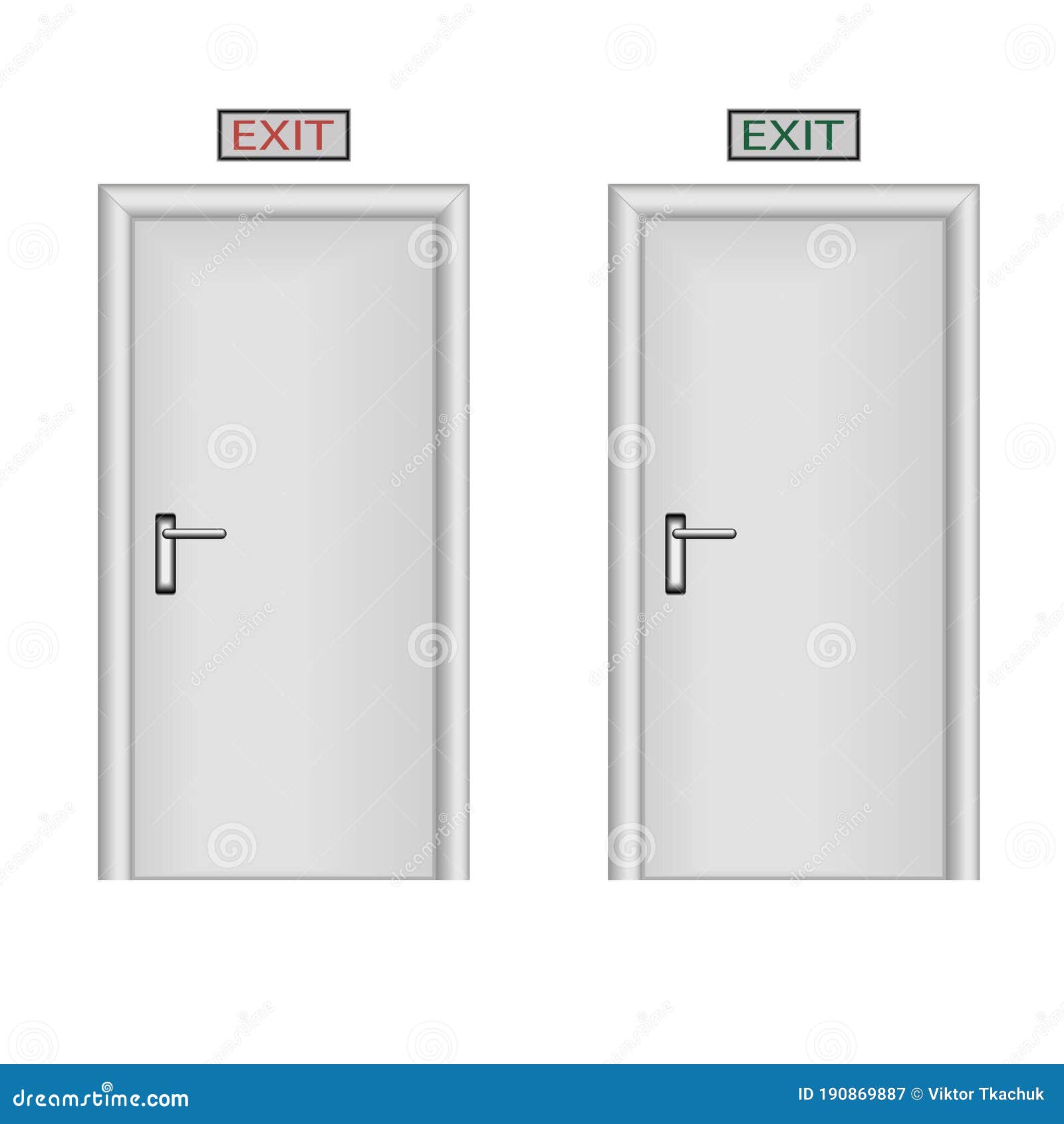Two doors with exit sign stock vector. Illustration of emergency ...
