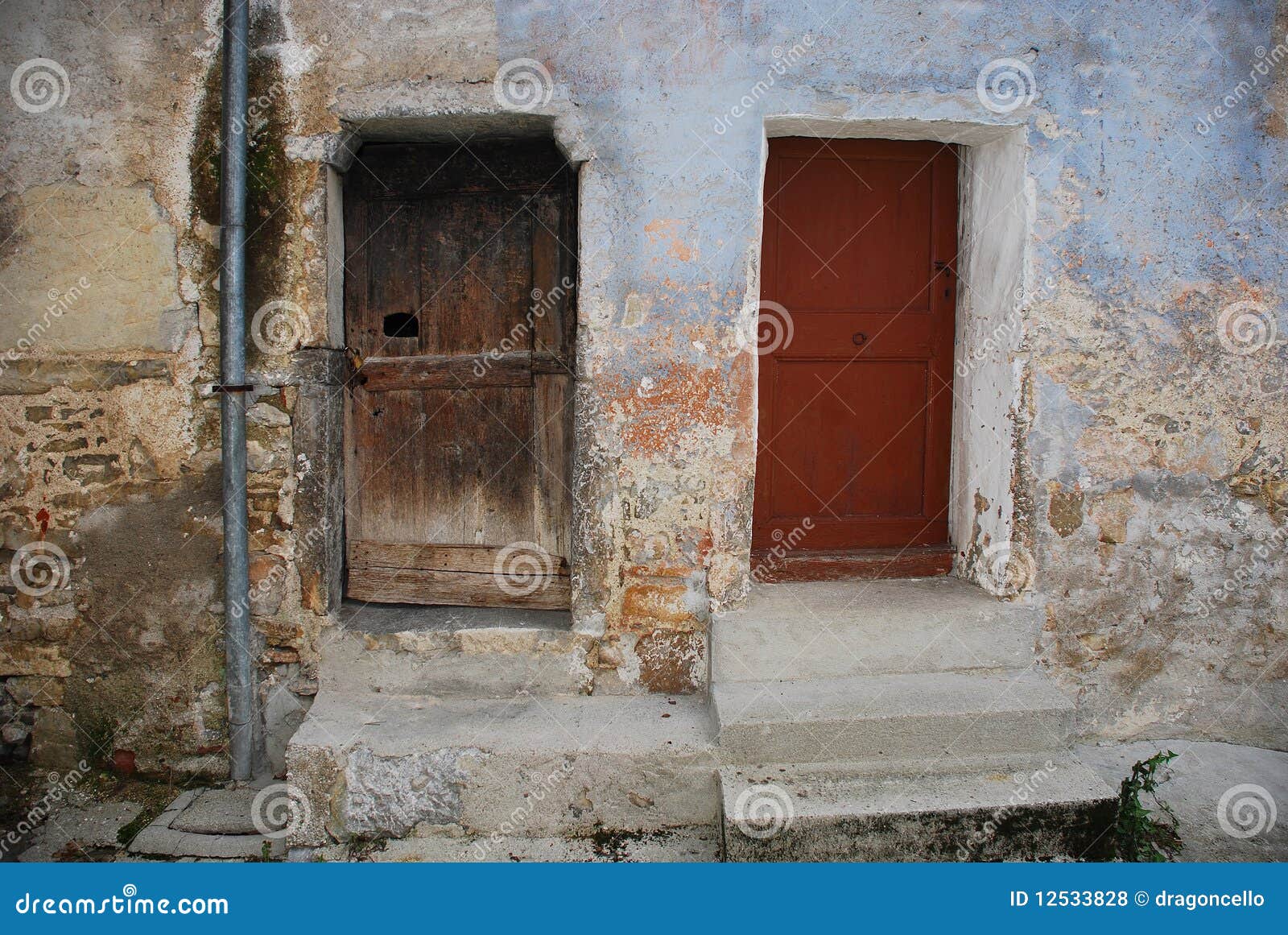 Two Doors in Topolo stock photo. Image of italy, wall - 12533828