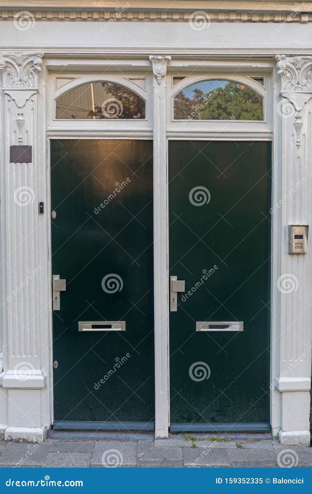 Two Doors stock image. Image of building, entrance, house - 159352335