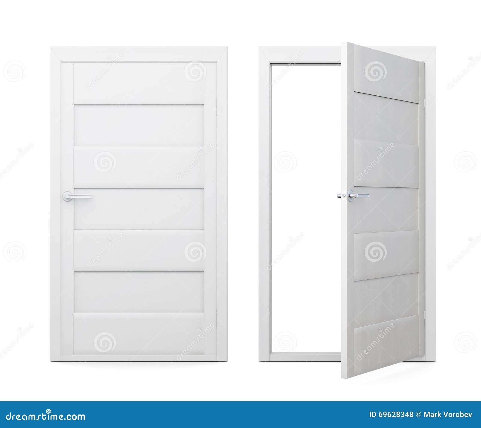 Two Doors on White Background. 3d Rendering Stock Illustration ...