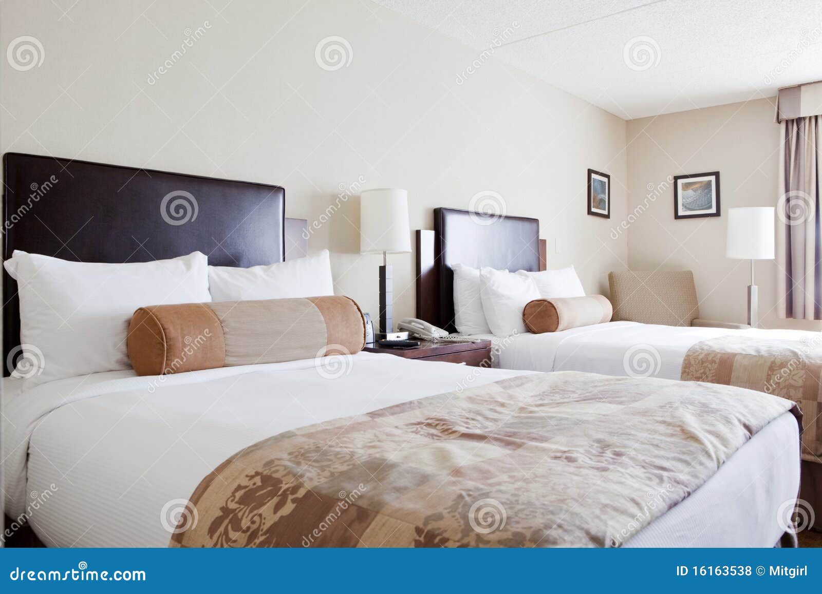 Two Double Beds in a Bedroom Stock Photo - Image of cozy, furniture ...