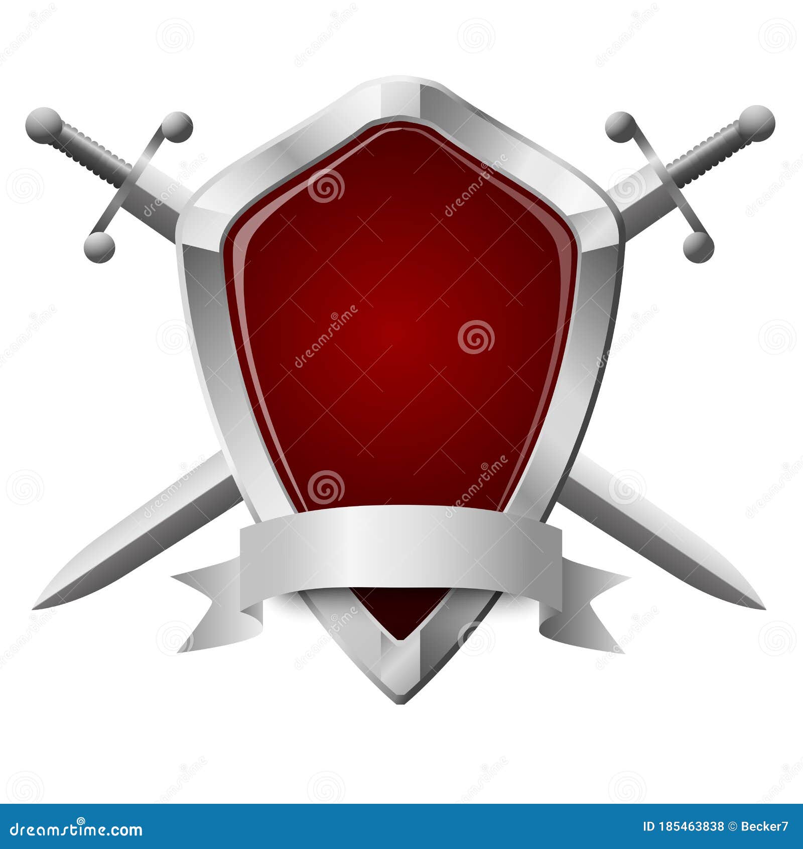 Two Double-edged Swords and a Shield Isolated on White Stock Vector ...