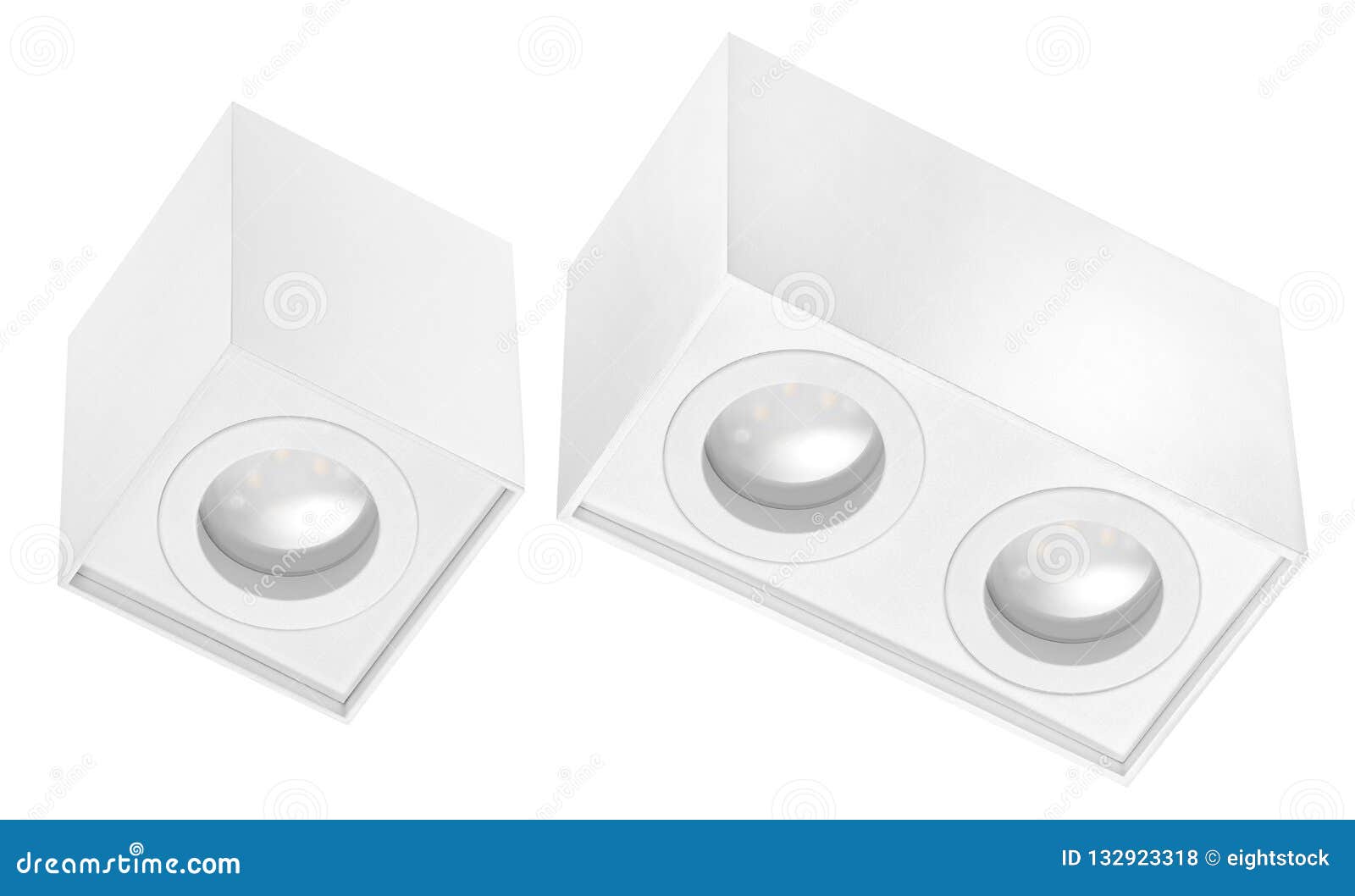 Two Double and Single LED Light Cube Reflector on White Background ...