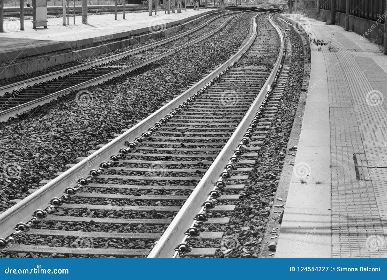 Two double train tracks stock image. Image of metal - 124554227