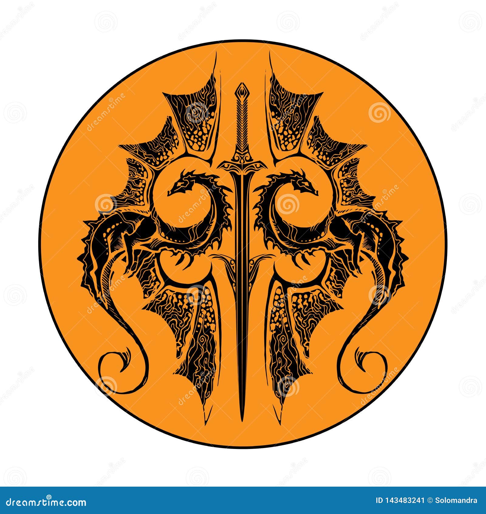 Dragons And Sword Vector Illustration | CartoonDealer.com #15005084