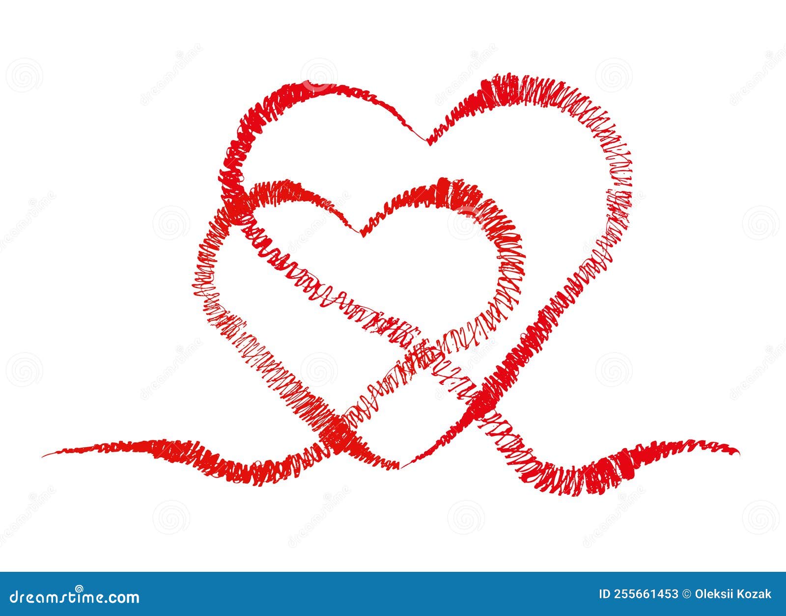 Two Drawn Hearts, One Inside the Other. Vector Graphics Stock Vector ...