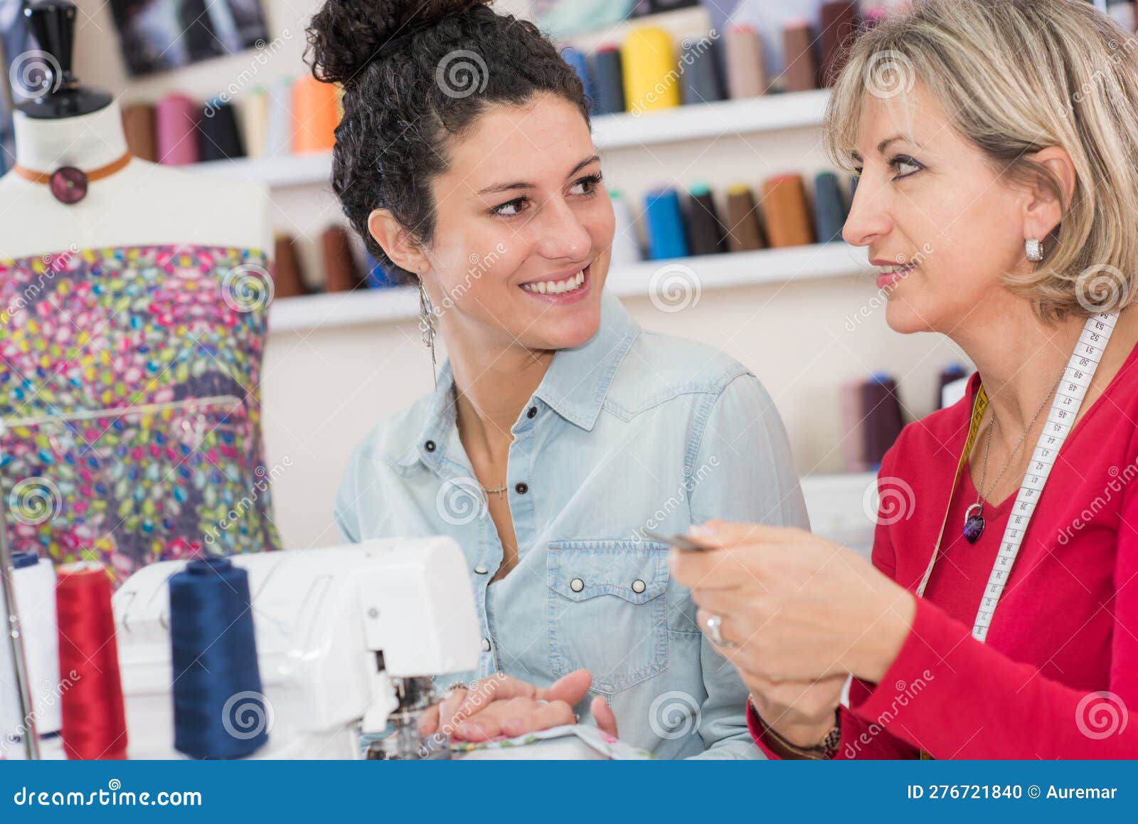 Two Dressmaker in Their Workshop Stock Photo - Image of dressmakers ...