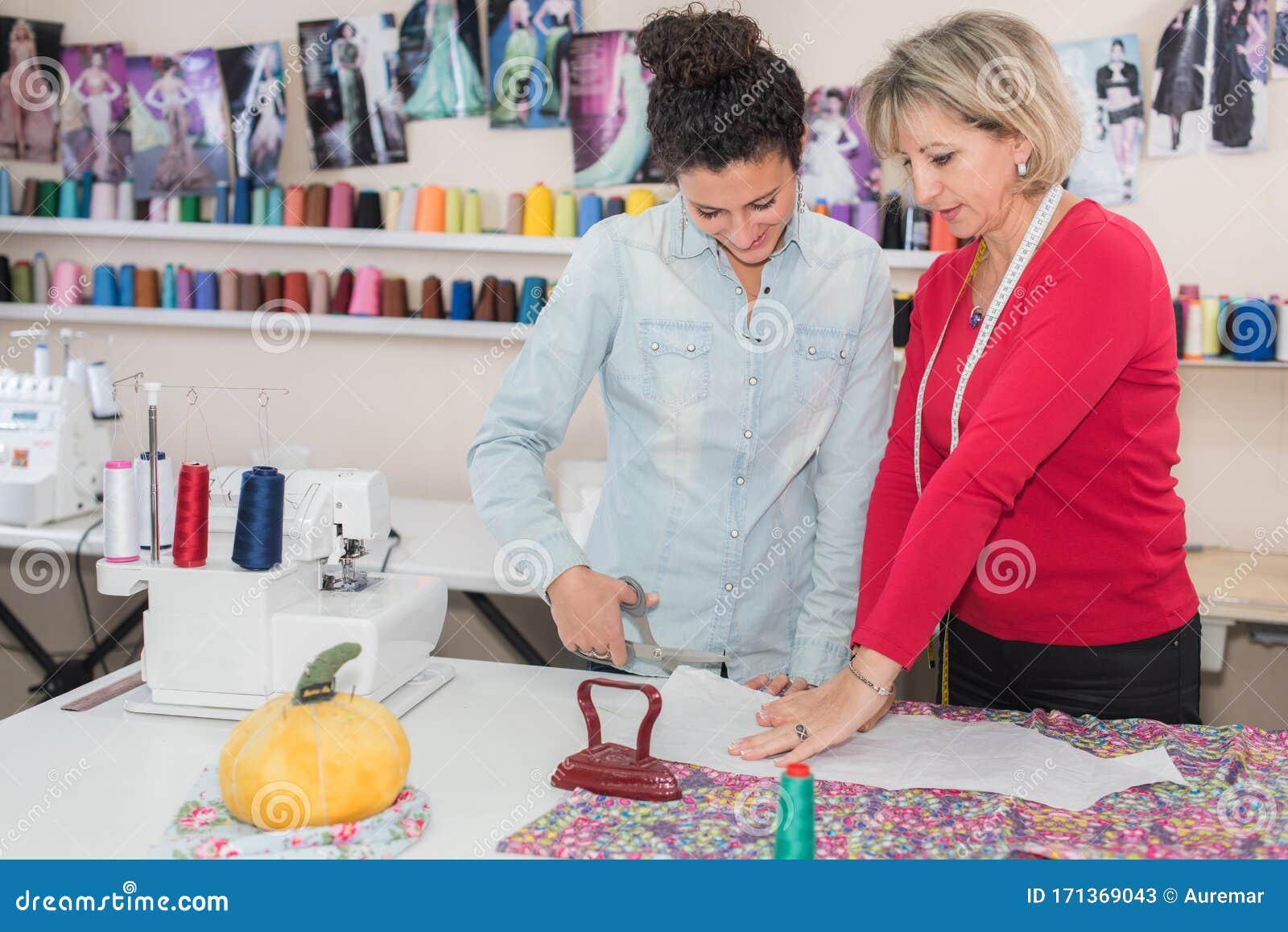 Two Dressmakers in Their Workshop Stock Image - Image of mannequin ...