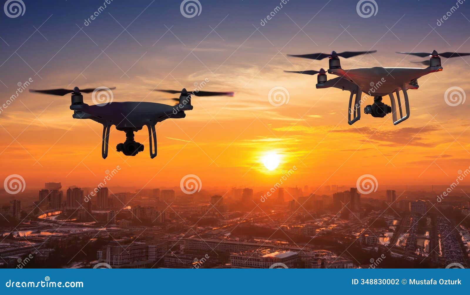 Two Drone Quad Helicopters Flying with High Resolution Digital Camera ...
