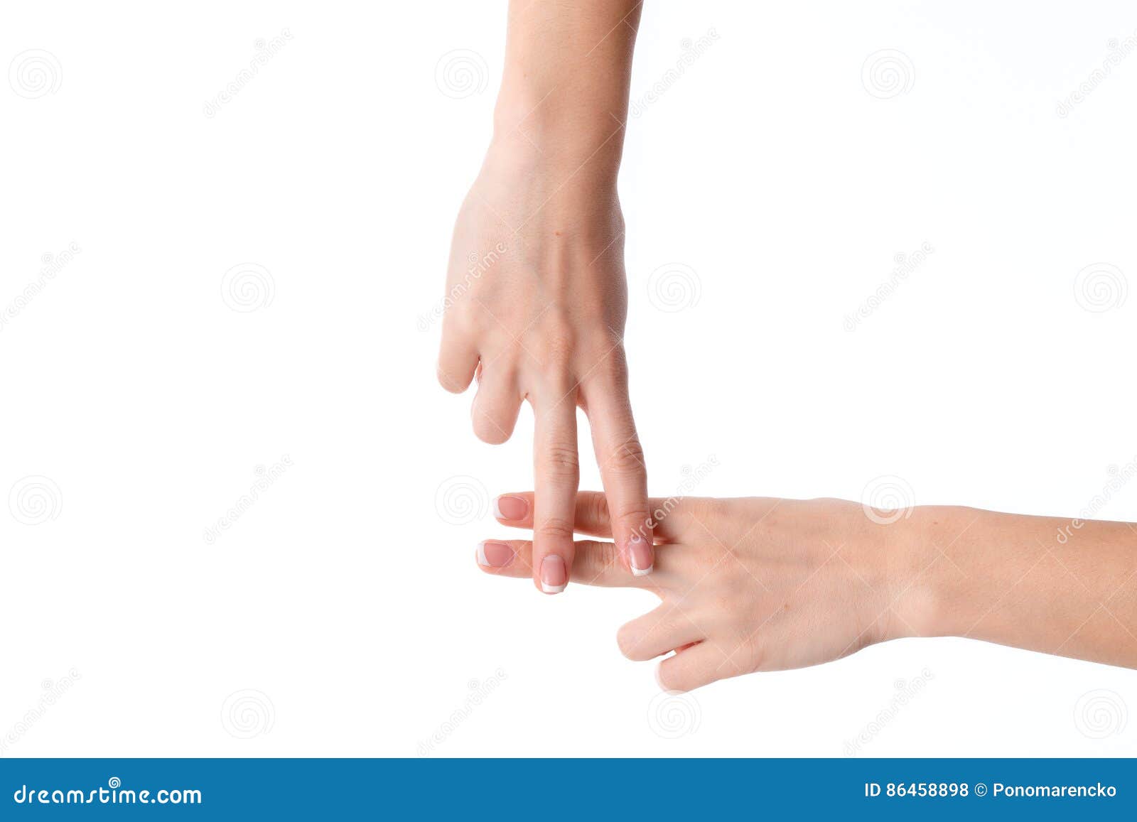 Two Drooping Down and Crossed Female Hands Isolated on White Background ...