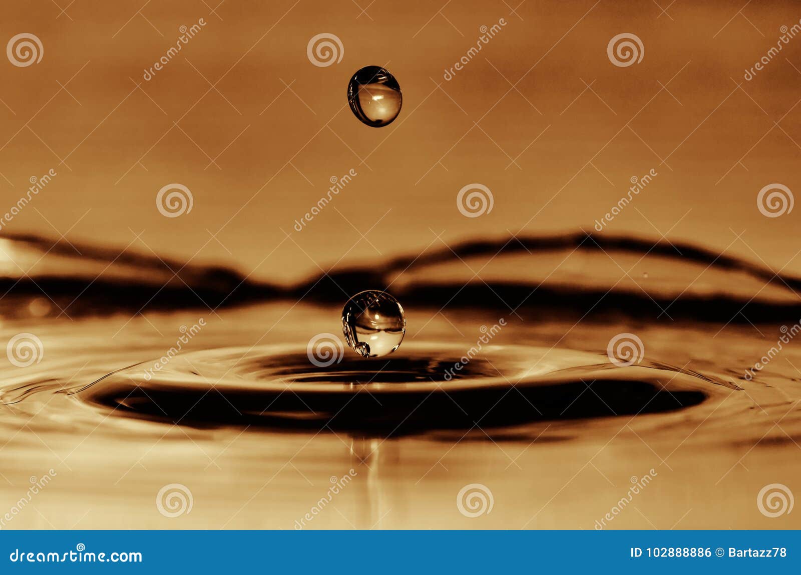 Two Drops of Water before Impact Stock Photo - Image of background ...