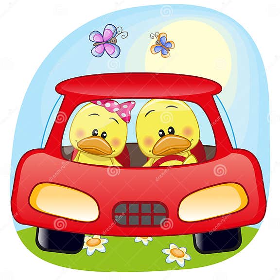Two Ducks in a car stock vector. Illustration of painting - 52352681