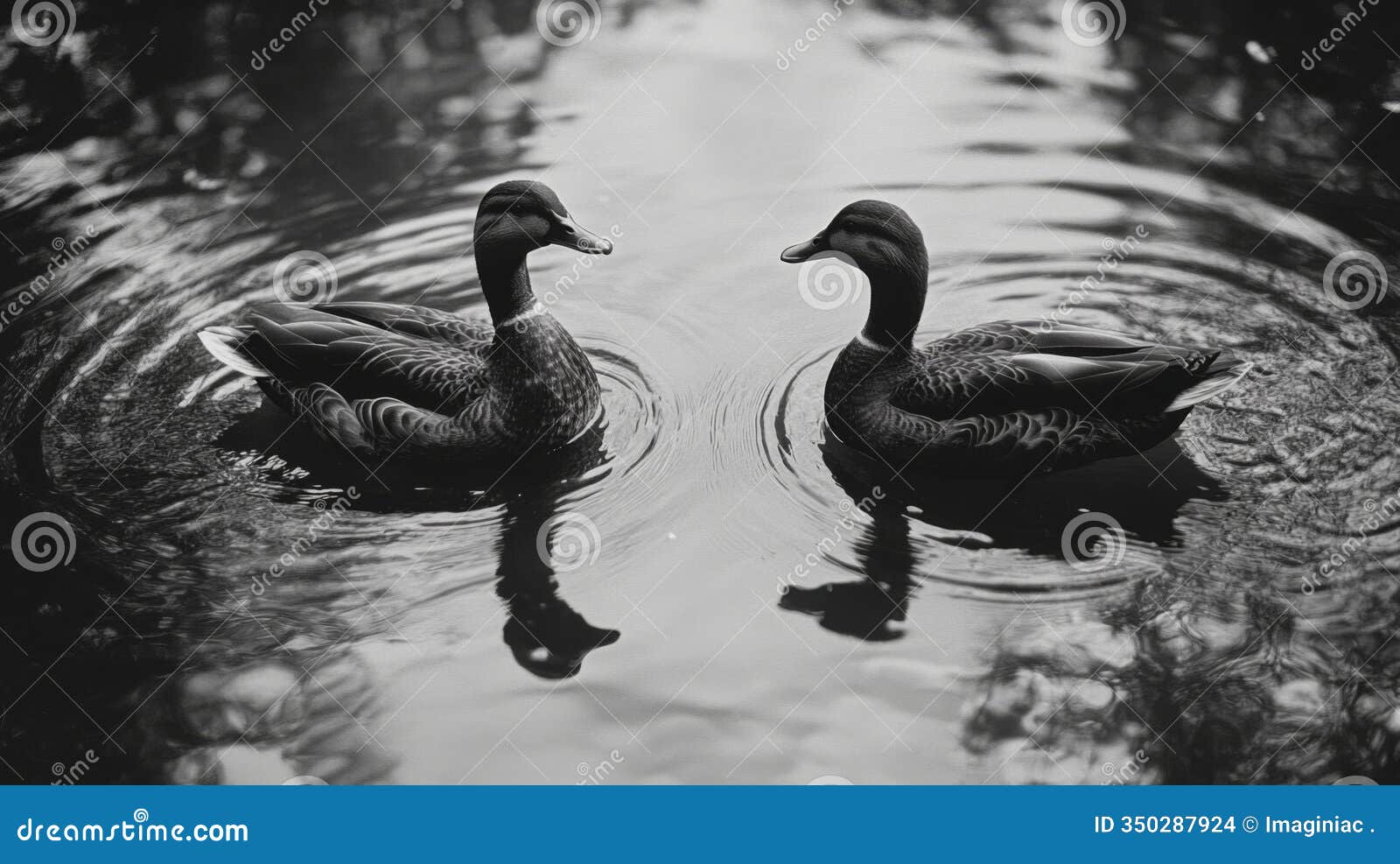 Two Ducks Face Each Other on Calm Water Stock Illustration ...