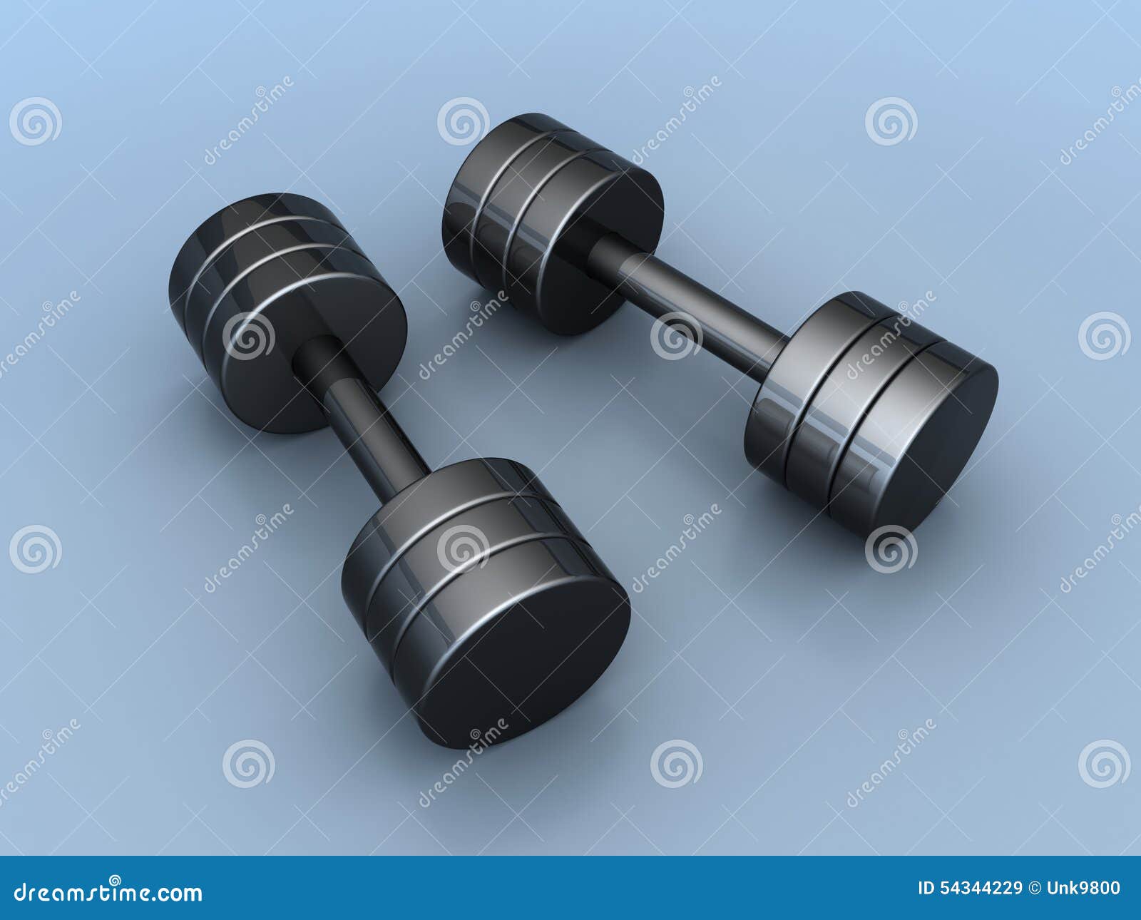 Two Dumbbells, 3d Illustration Stock Illustration - Illustration of ...