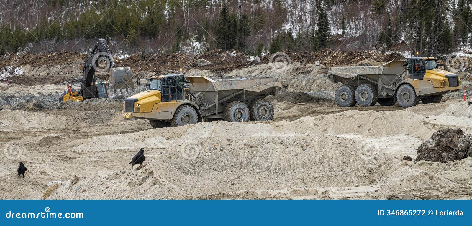 Two dump trucks stock photo. Image of adventure, gravel - 346865272