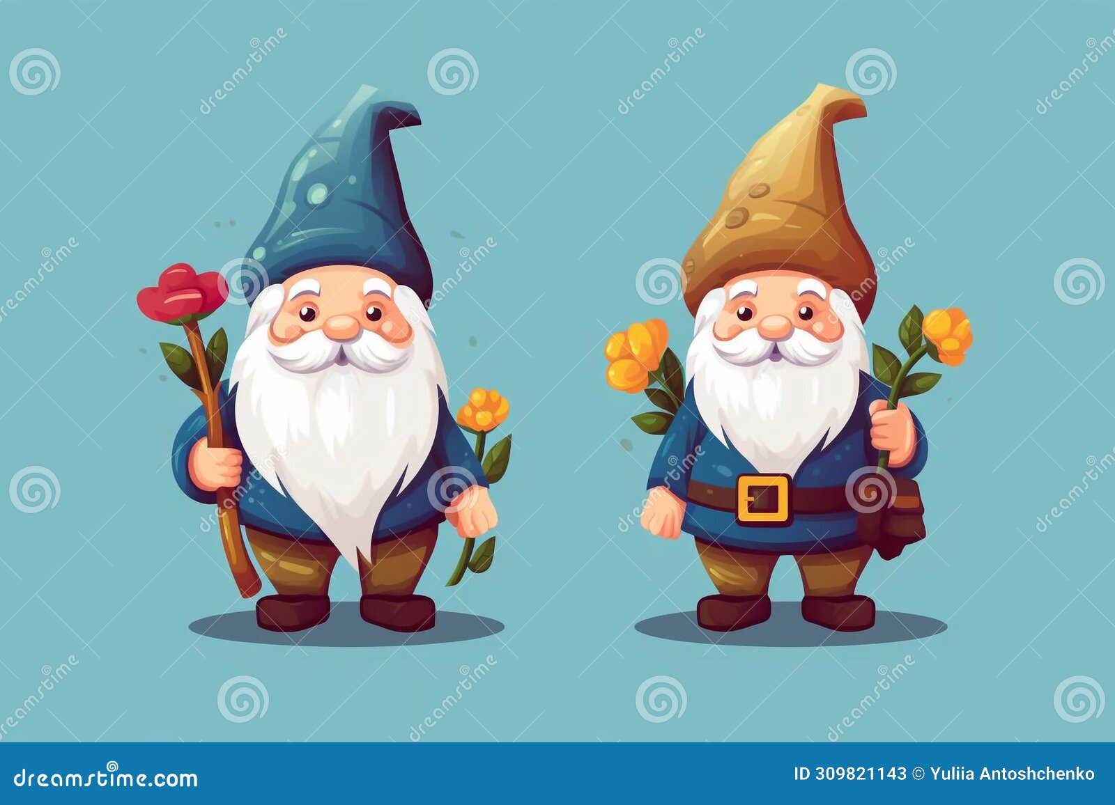 Two Dwarfs in Cartoon Style Stock Illustration - Illustration of luck ...