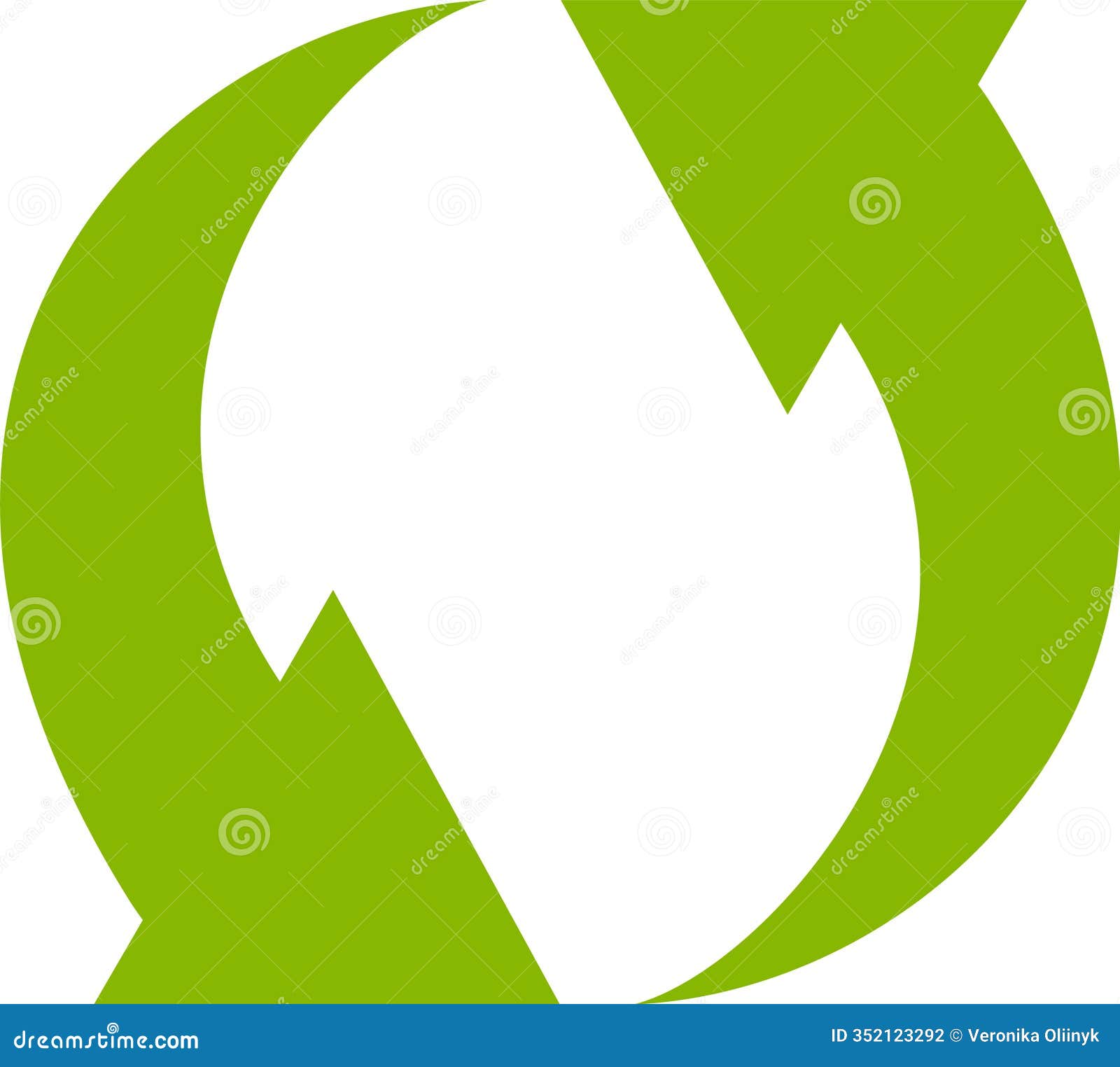 Two Dynamic Curved Green Arrows Intertwining and Rotating, Symbolizing ...
