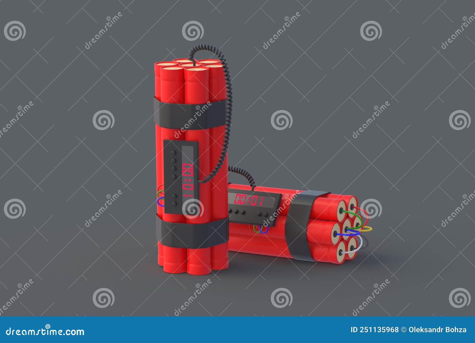 Two Dynamite Bombs with Digital Timer. Countdown and Deadline Stock ...
