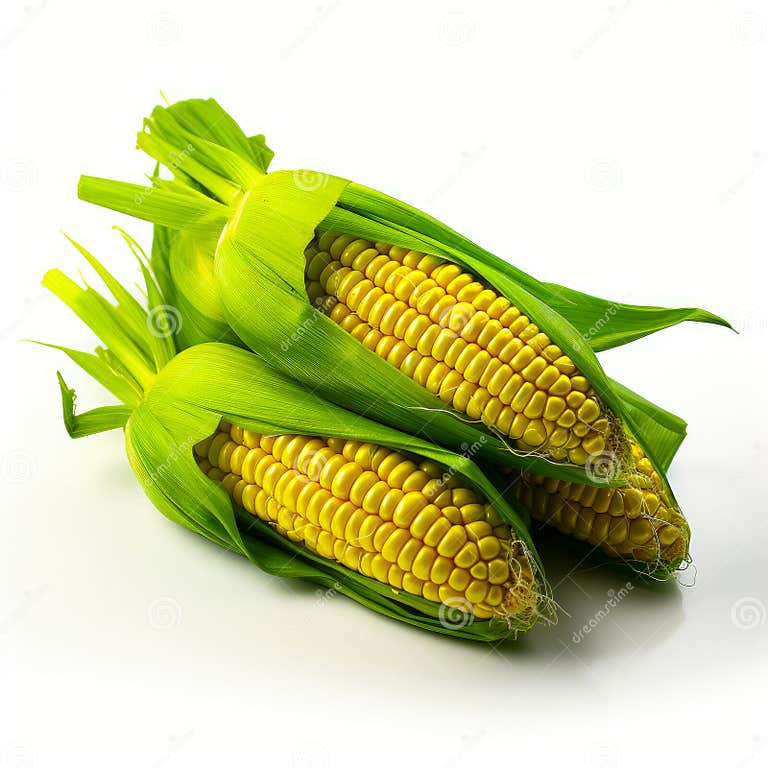 Two Ears of Corn on a White Background Stock Photo - Image of ...