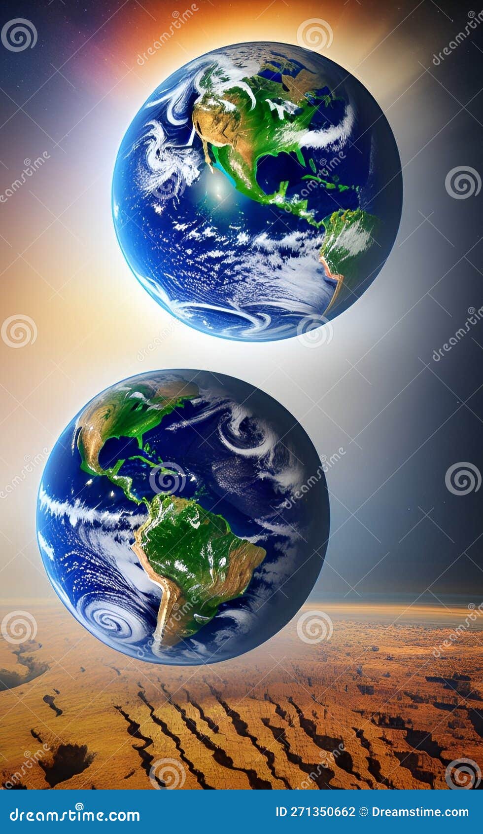 Two Earth Illustration Artificial Intelligence Artwork Generated Stock ...
