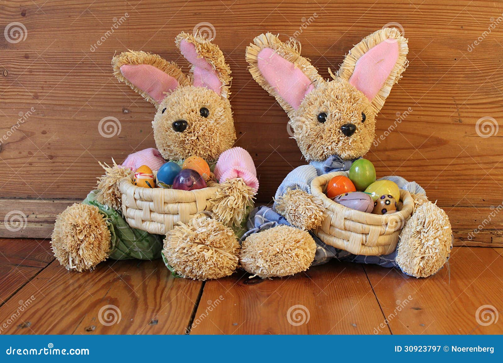 Two Easter Bunnies with Eggs Stock Image - Image of braided, churche ...