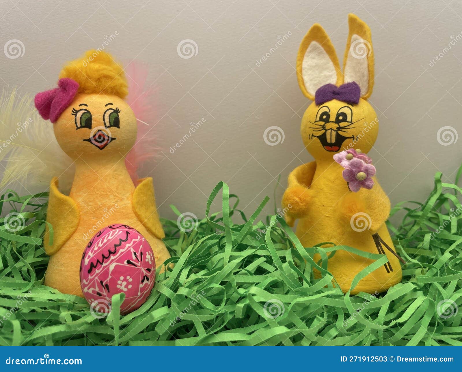 Two easter bunnies stock image. Image of dessert, cartoon - 271912503