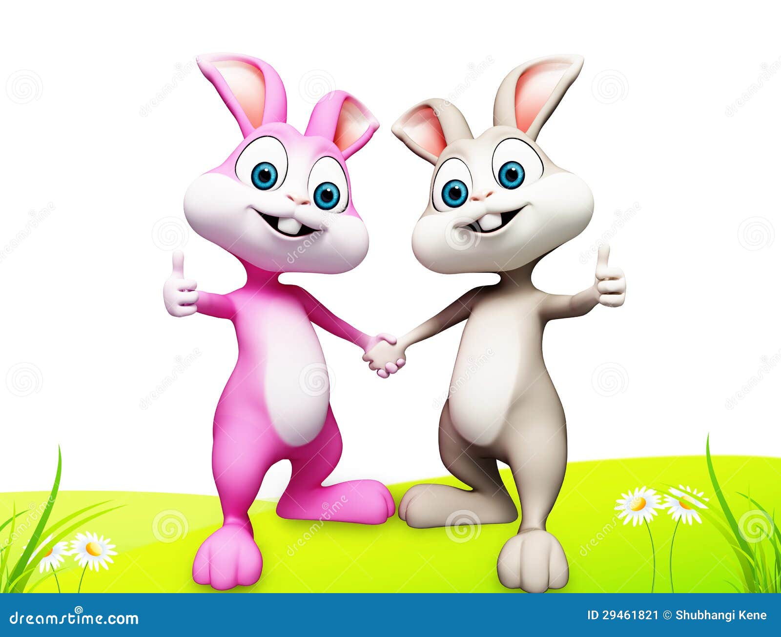 Two Easter Bunny Dancing on the Grass Stock Illustration - Illustration ...