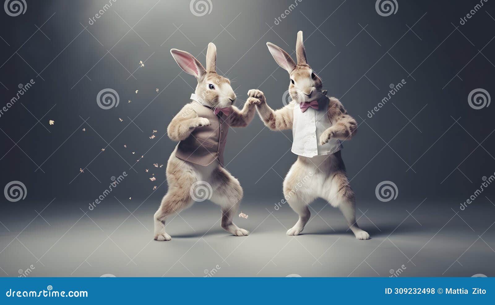 Two Easter Rabbits Dancing in Elegant Suit Stock Photo - Image of ...