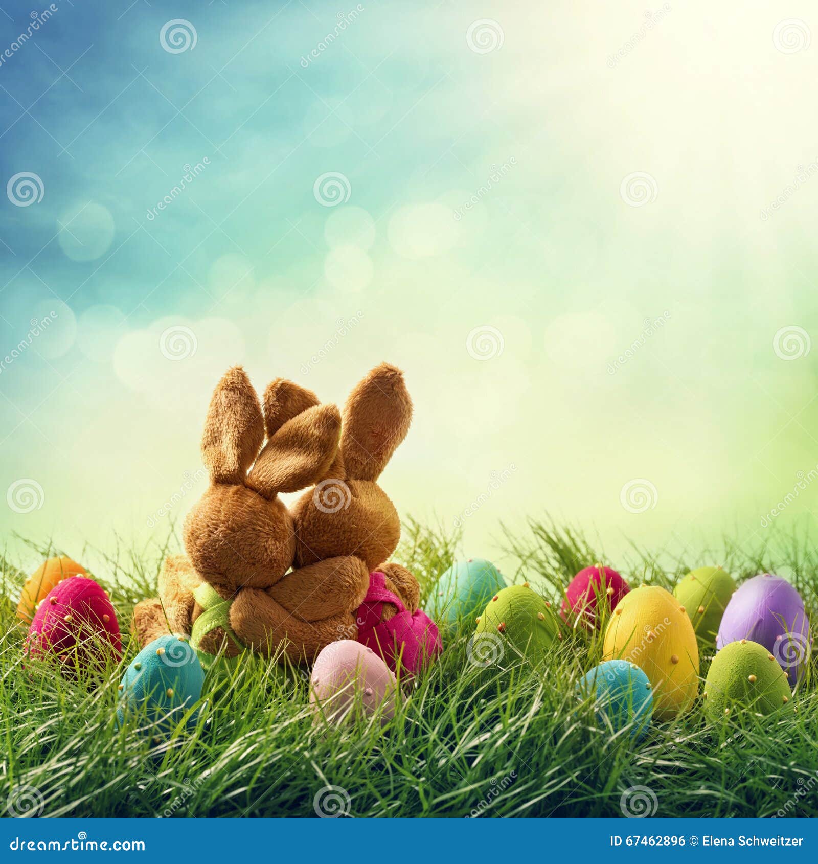 Two easter rabbits stock photo. Image of field, handmade - 67462896