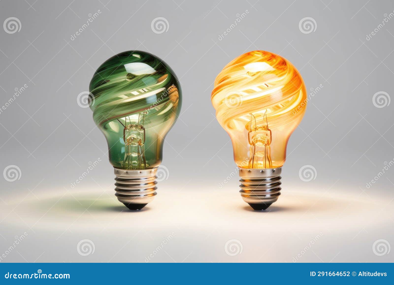 Two Eco Light Bulbs Turned To Each Other on White Background Stock ...