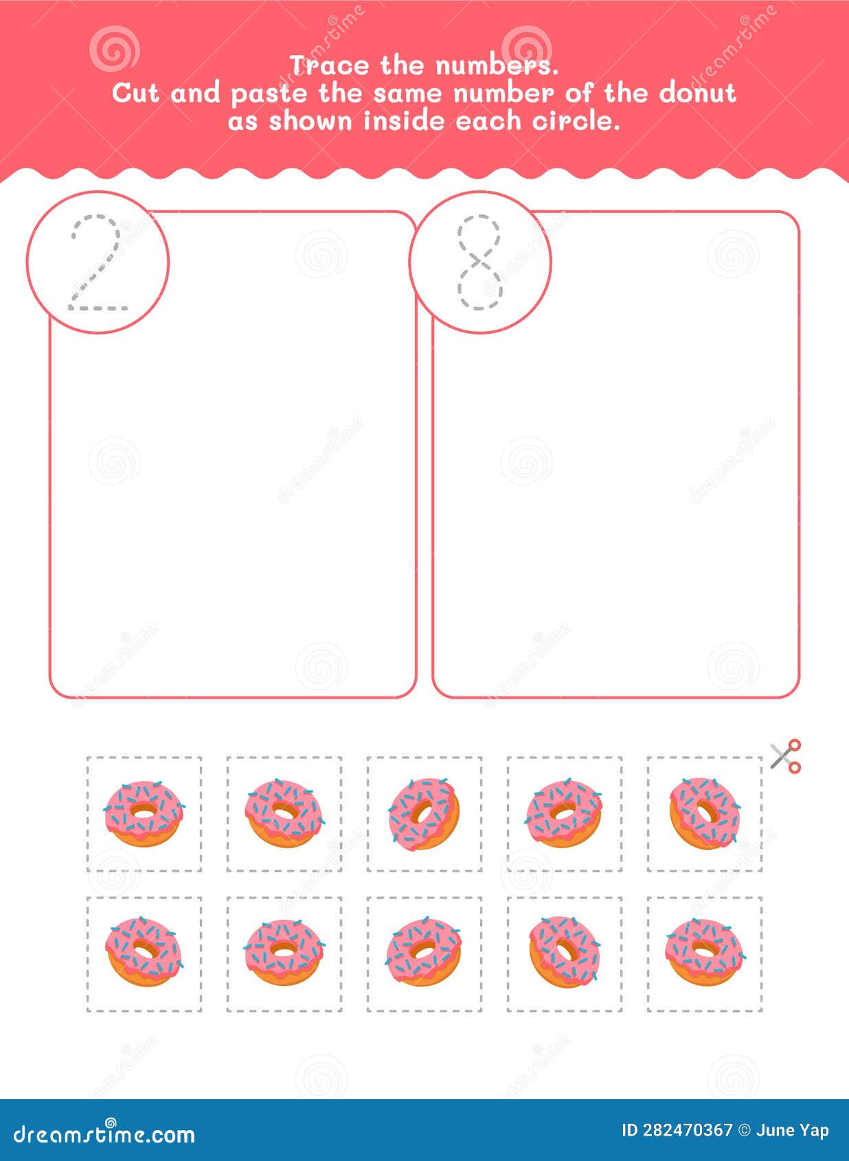 Two and Eight Counting and Tracing Number Worksheet. Cut and Paste ...