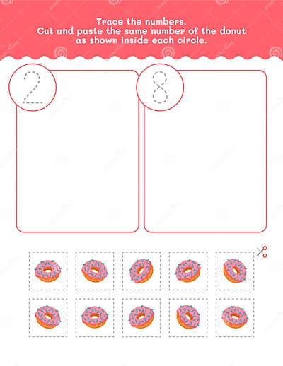 Two and Eight Counting and Tracing Number Worksheet. Cut and Paste ...