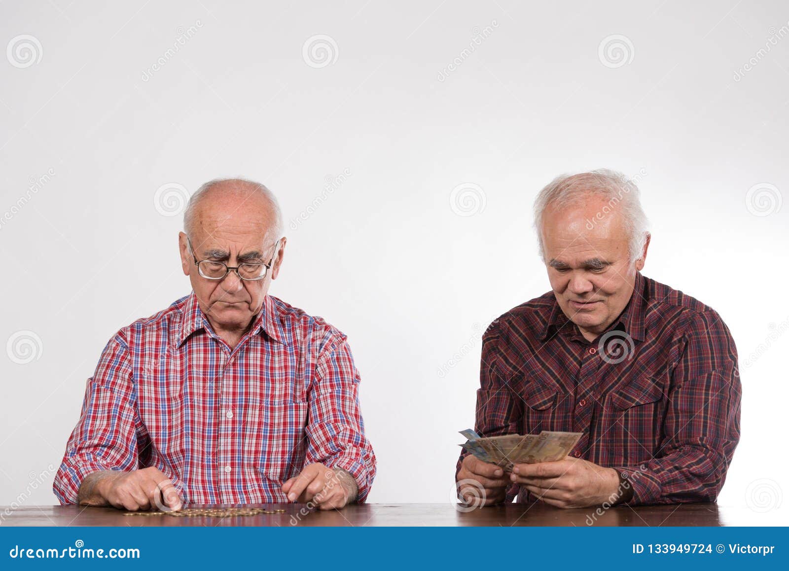 Two Men with Euro Notes and Coins Stock Photo - Image of accounting ...