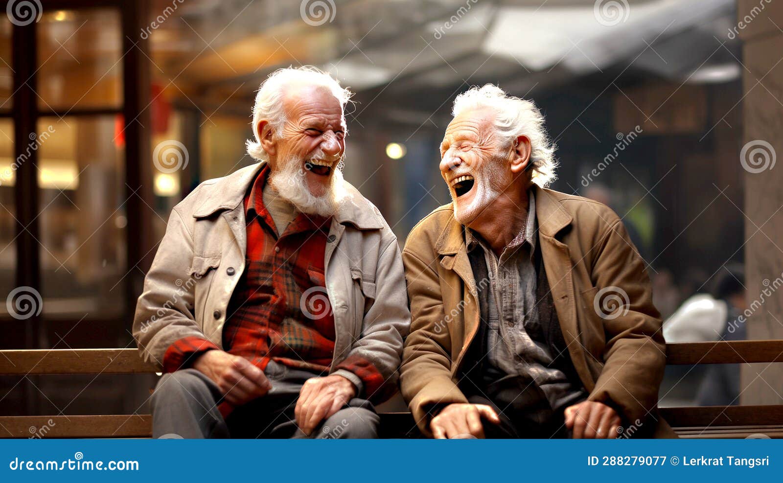 Two Elders Laughing in Town Stock Illustration - Illustration of ...