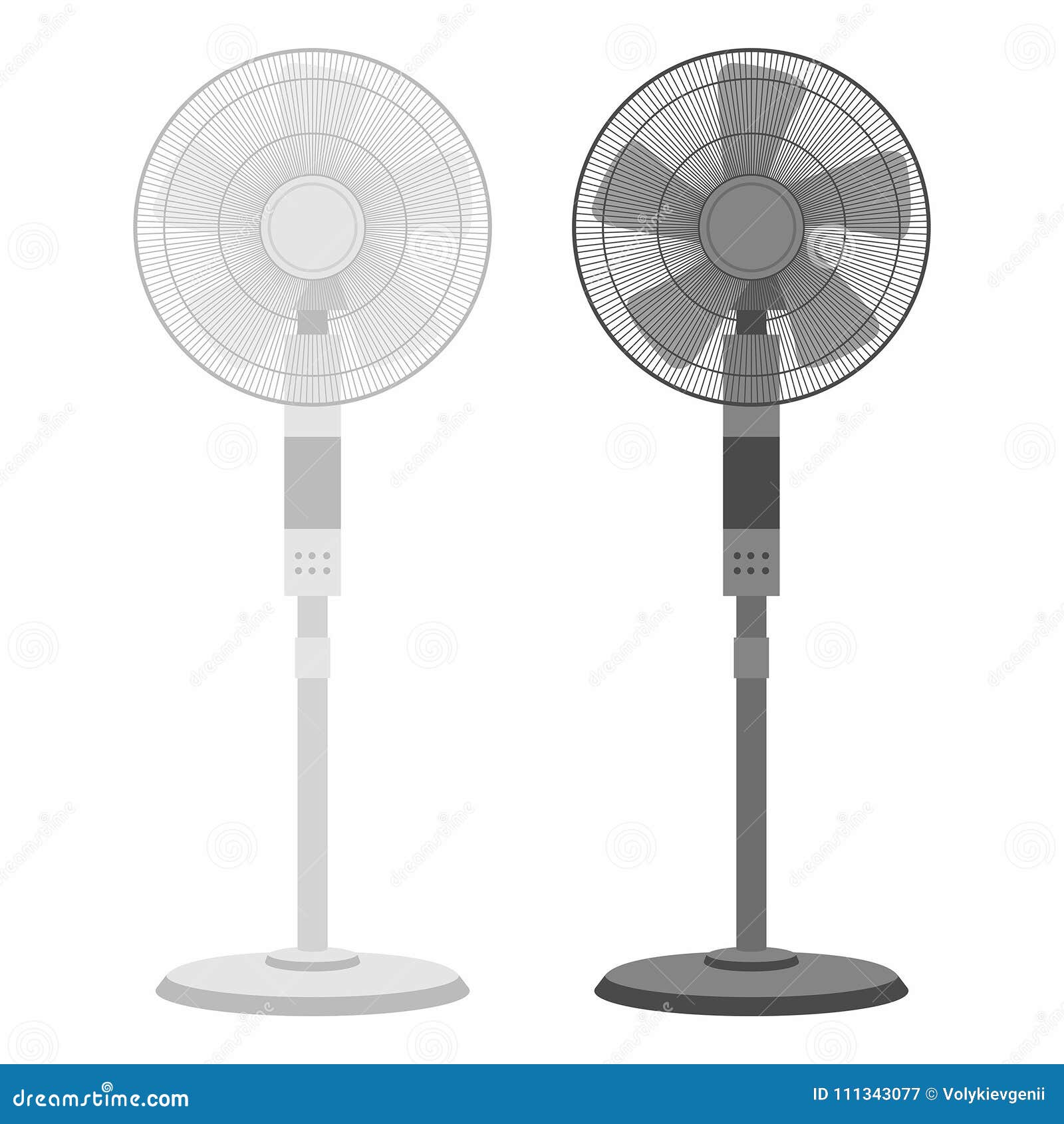Set Of Electric Fans Table And Floor Versions Vector Illustration ...