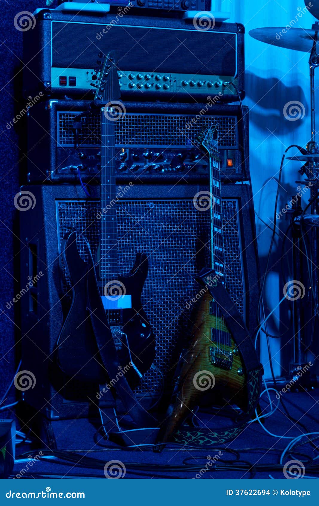 Two Electric Guitars Backstage at a Rock Concert Stock Photo - Image of ...