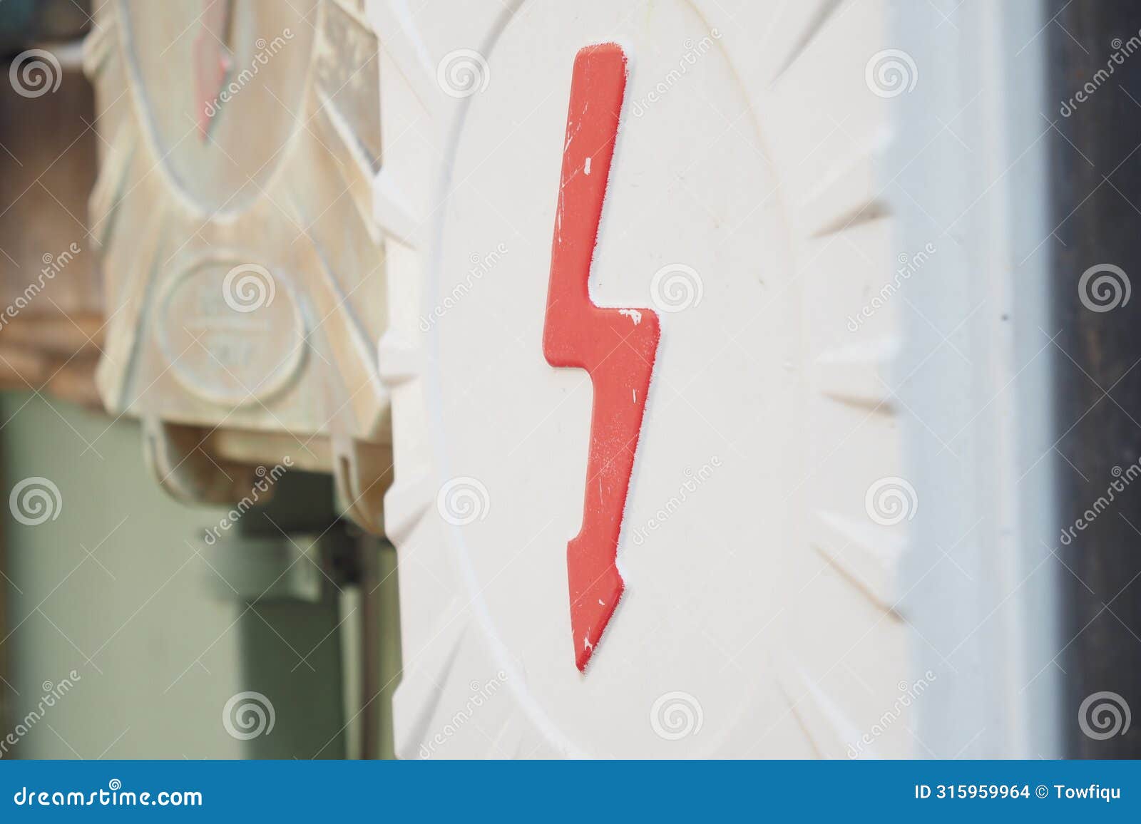 Two Electrical Boxes with Lightning Bolt on Brick Wall Stock Photo ...