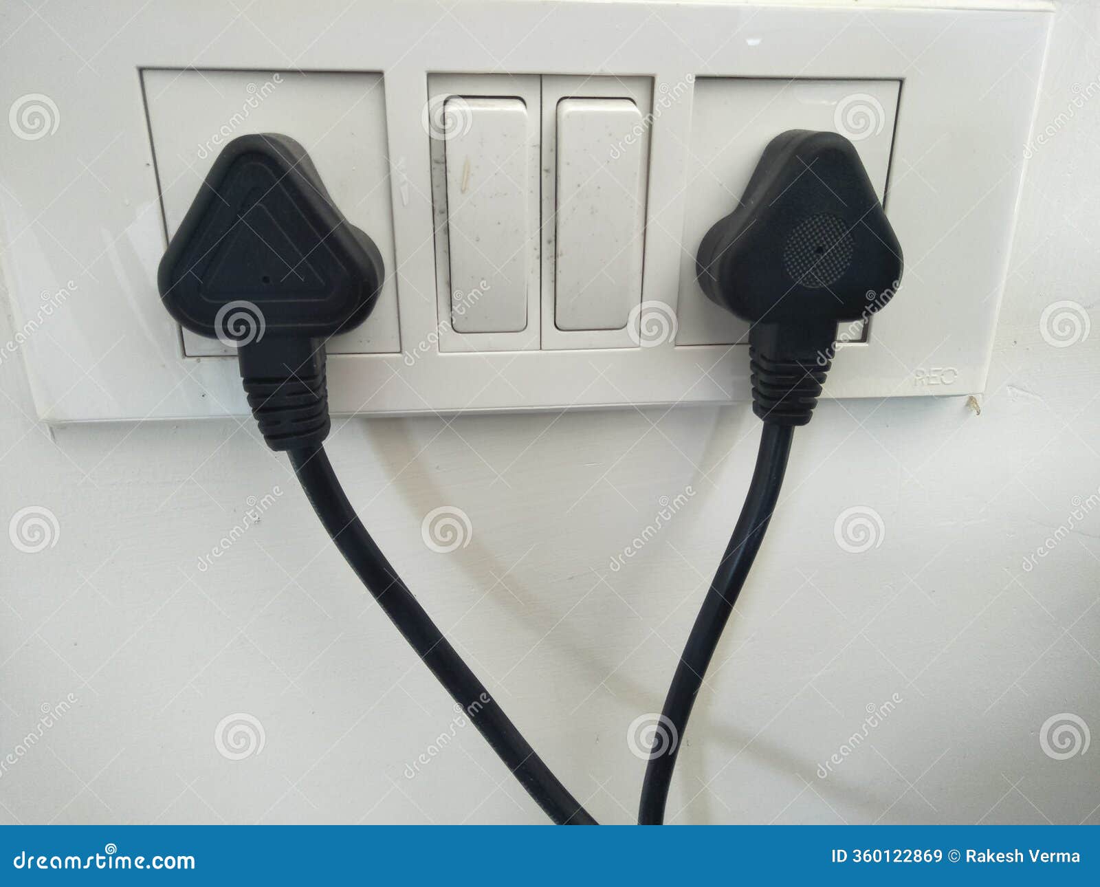 Two Electrical Plugs Connected To Cords Stock Image - Image of outlet ...