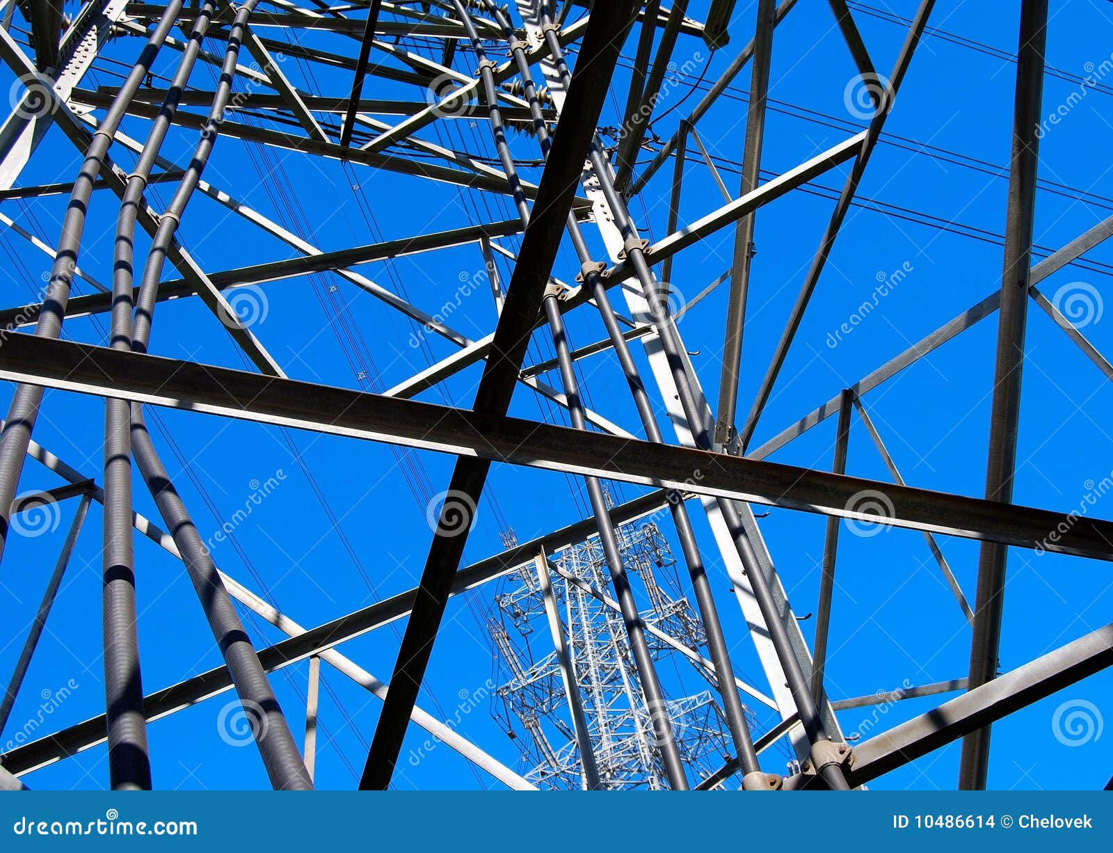 Two electrical pylons stock photo. Image of industry - 10486614