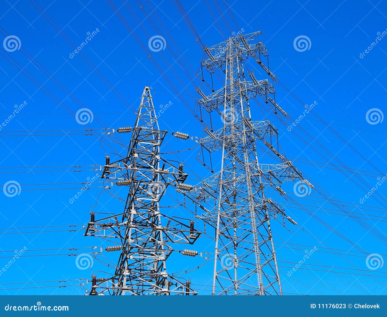 Two electricity pylons stock image. Image of high, structure - 11176023