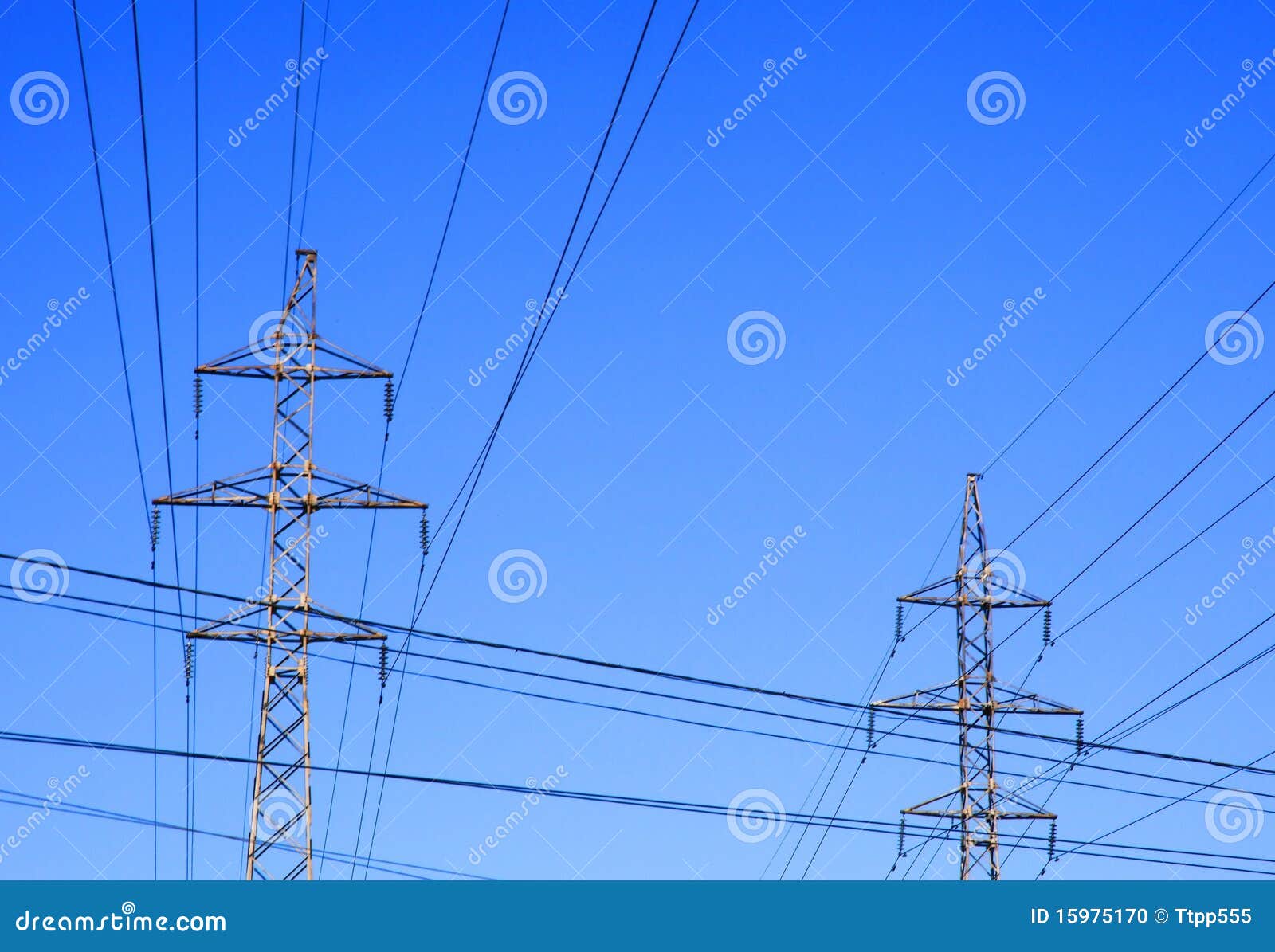Two electricity pylons stock photo. Image of structure - 15975170