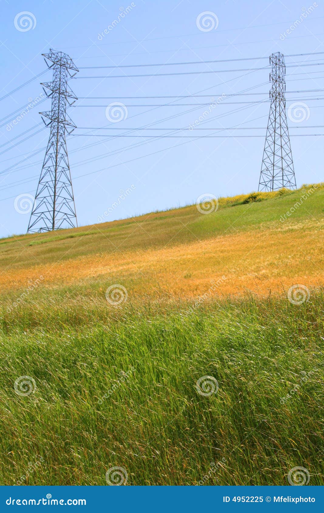 Two Electricity Pylons stock image. Image of green, industrial - 4952225